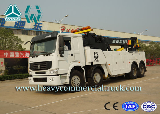 White 8X4 Heavy Duty Rotator Wrecker Tow Truck With Boom Rotation 360°