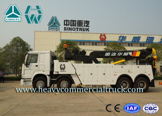 White 8X4 Heavy Duty Rotator Wrecker Tow Truck With Boom Rotation 360°