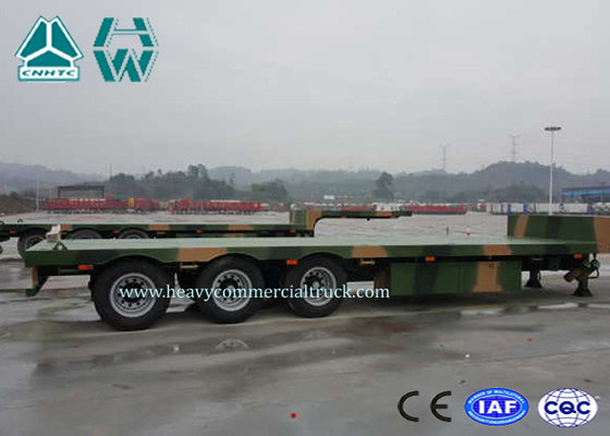 40 Feet Hydraulic Low Bed Semi Trailer 60 Ton With 4 Axle Camouflage Paint
