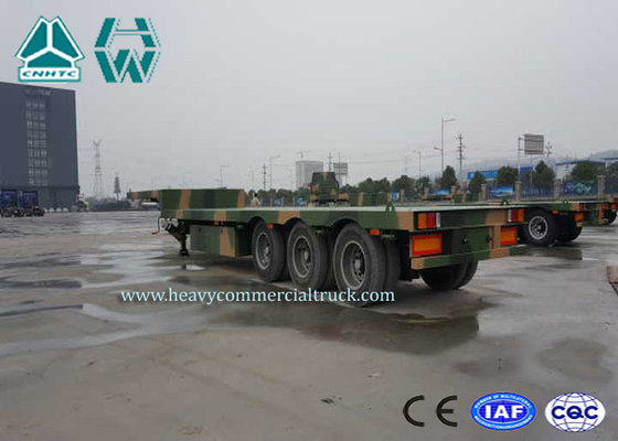 40 Feet Hydraulic Low Bed Semi Trailer 60 Ton With 4 Axle Camouflage Paint