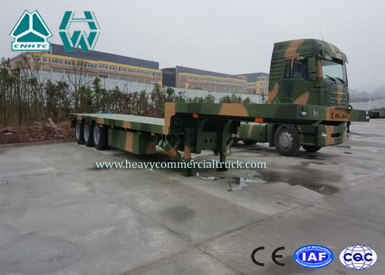 40 Feet Hydraulic Low Bed Semi Trailer 60 Ton With 4 Axle Camouflage Paint