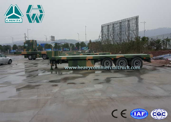 40 Feet Hydraulic Low Bed Semi Trailer 60 Ton With 4 Axle Camouflage Paint