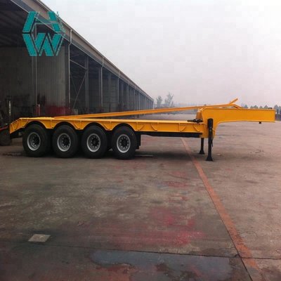 18 Meter Yellow Semi Low Bed Trailer , Extendable Flatbed Lowboy Trailers