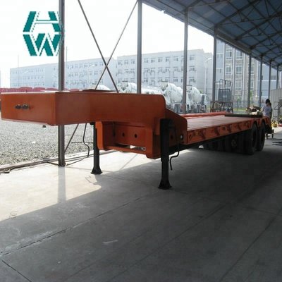 100 Ton Low Bed Vehicle / Power Station Double Line Low Flatbed Trailer