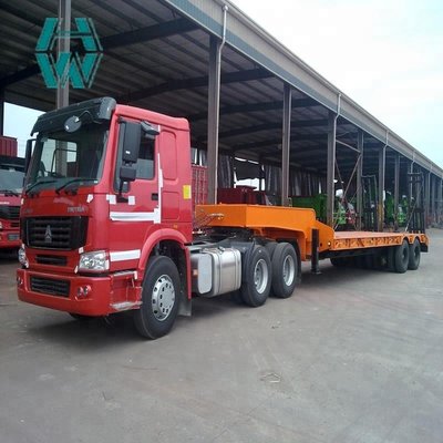 100 Ton Low Bed Vehicle / Power Station Double Line Low Flatbed Trailer