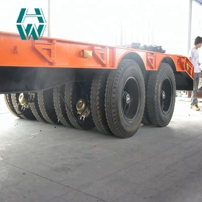 100 Ton Low Bed Vehicle / Power Station Double Line Low Flatbed Trailer