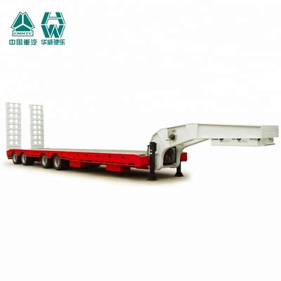 Air Suspension Lowboy Equipment Trailers , OEM Service Semi Trailer Low Bed