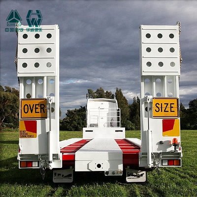 Air Suspension Lowboy Equipment Trailers , OEM Service Semi Trailer Low Bed