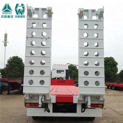Air Suspension Lowboy Equipment Trailers , OEM Service Semi Trailer Low Bed