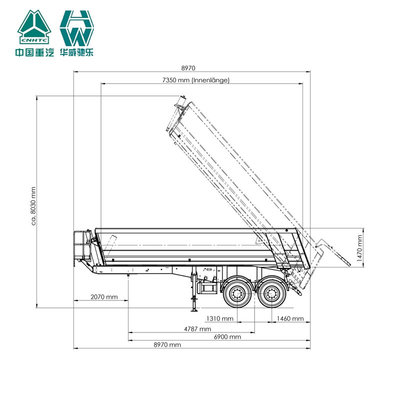 Hydraulic System Side Tipper Trucks , Tipping Chassis Trailers 40T Payload