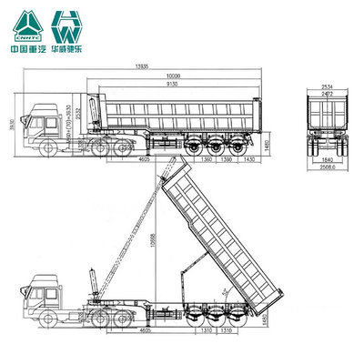 Mechanical Suspension Tipper Truck Trailer / Leaf Spring Grain Tipper Trailer