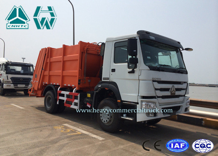 6 - 12 CBM HOWO 4 X 2 Garbage Compactor Trucks With Hydraulic Cylinder , 10 Forwards Gearbox