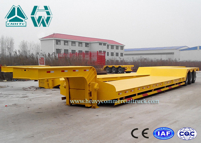 Tri - Axle Semi Low Bed Trailer 100 Ton For Transport Heavy Equipment , Carbon Steel