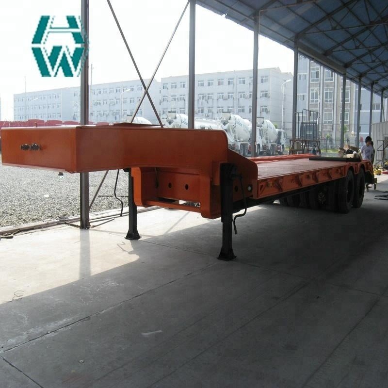 100 Ton Low Bed Vehicle / Power Station Double Line Low Flatbed Trailer