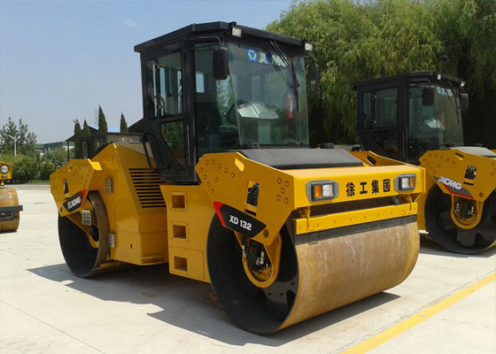 Road Making Equipment  Vibratory Double Drum Roller Machine With Cabin / Air Conditioner supplier