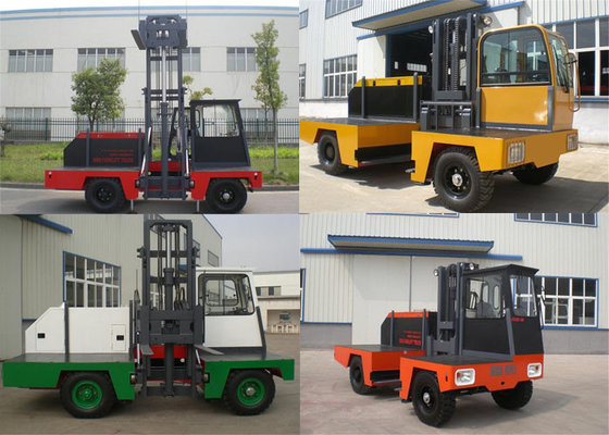 Airport 4 Ton Solid Tyre Side Loading Forklift Truck With Electric Engine supplier