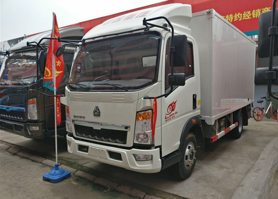 1 - 10 Ton Van Cargo Box , HOWO Left Hand Driving Mini Cube Truck 6.50R16 Tire