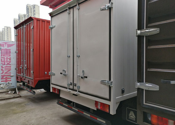 1 - 10 Ton Van Cargo Box , HOWO Left Hand Driving Mini Cube Truck 6.50R16 Tire