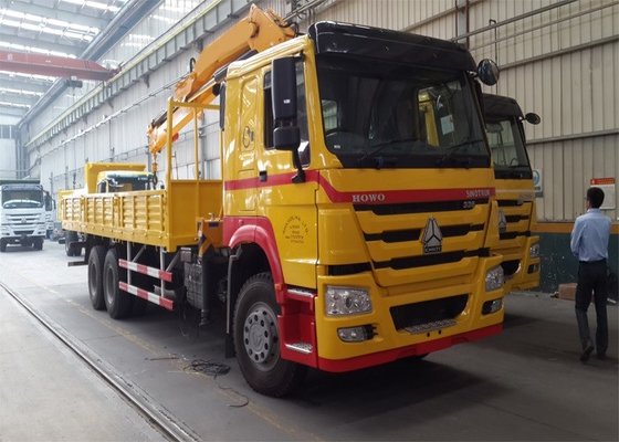 8 - 12 Ton Crane Truck , 6x4 ZF Steering Cargo Truck With Crane HW76 Lengthened Cabin
