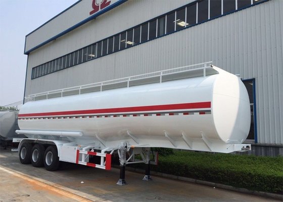 Tri Axles Oil Tank Semi Trailer , 45000L Volume Fuel Tanker Semi Trailer