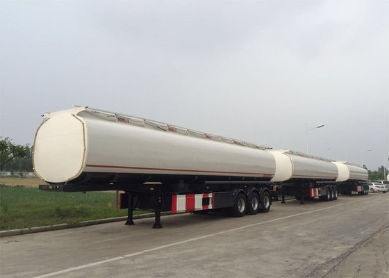 Tri Axles Oil Tank Semi Trailer , 45000L Volume Fuel Tanker Semi Trailer