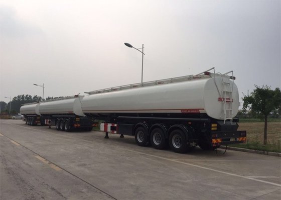 Tri Axles Oil Tank Semi Trailer , 45000L Volume Fuel Tanker Semi Trailer