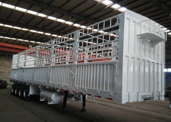 Livestock Heavy Duty Semi Trailers Designed For Palisade Structure FUWA Axle