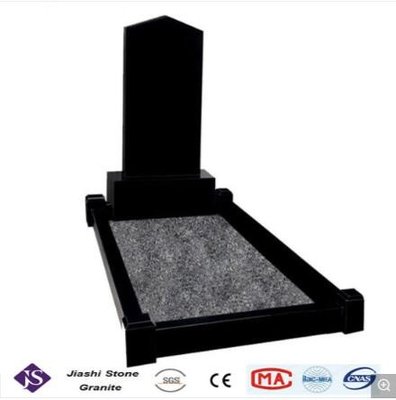 Custom Natural Granite Cemetery Memorial Monument with Black Vase