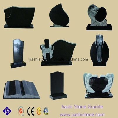 Cheap Price Pure Black Granite Upright Headstone Without Dyes