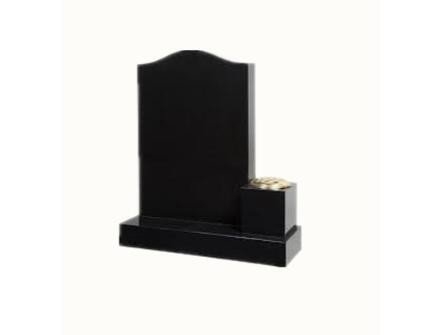 Black Granite Cross Shaped Design Headstone with Golden Spots