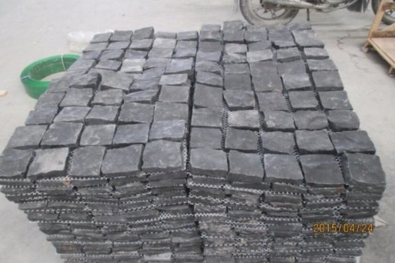 Natural Hebei Balck Patch Decoration Slate Flooring Tiles Garden Paving Stone 100*100mm, 150*150mm.