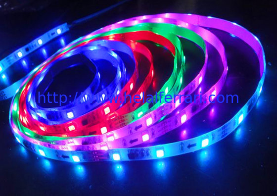 5050 IC RGB 5 Meter Flexible LED Strip Light Color Changing in IP20 For Cars supplier