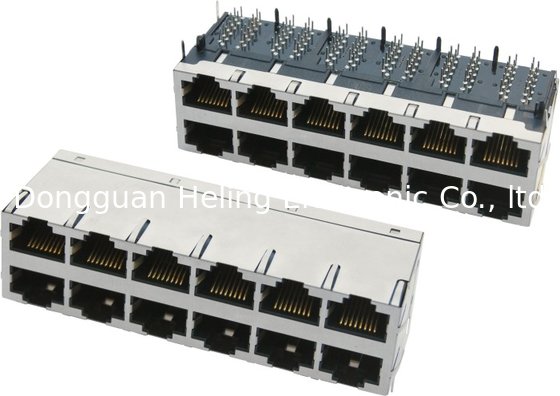 2x6 ports stacked Modular Jack, shielded with EMI fingers