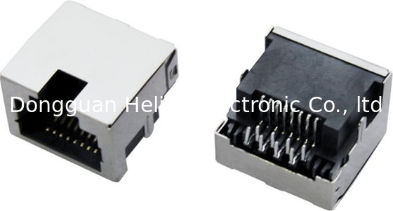8P8C RJ45 connectors, right angled, tab-up, shielded, recessed type