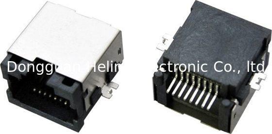 8P8C RJ45 connectors, tab-up, SMT, shielded, sinking plate type