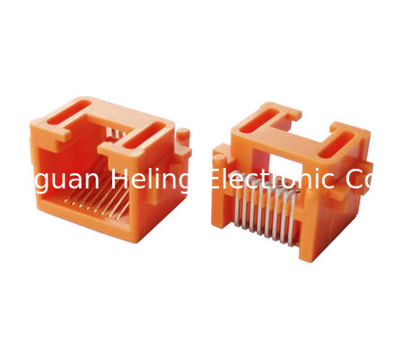 RJ45 connectors, modular,  recessed SMT type, orange housing