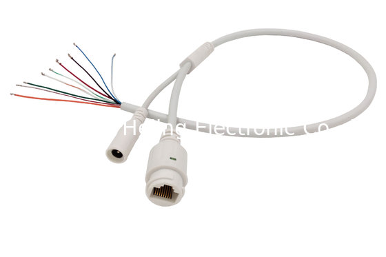IP67 waterproof RJ45 + DC Jack POE split cable for security IP camera