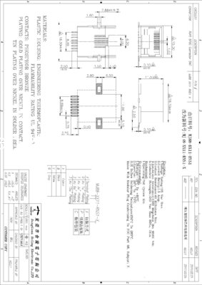 8p8c RJ45 connector, shielded, Right angled, tab-UP, SMT modular Jack