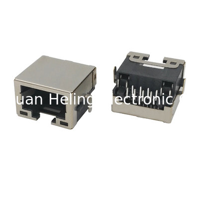 8P8C tap-down recessed low profile RJ45 connector shielded with LED