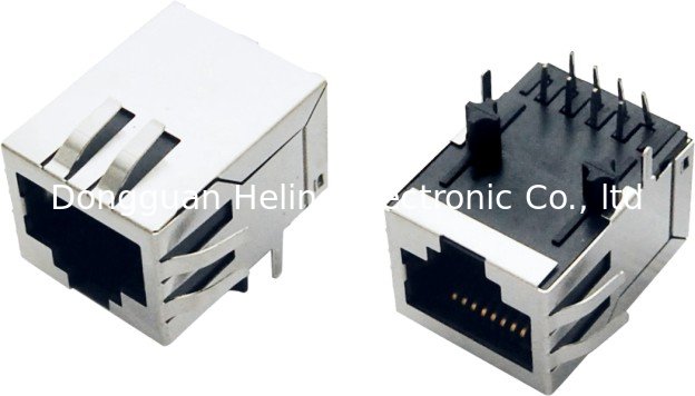 RJ45 with Transformer, shielded with top and both side EMI fingers
