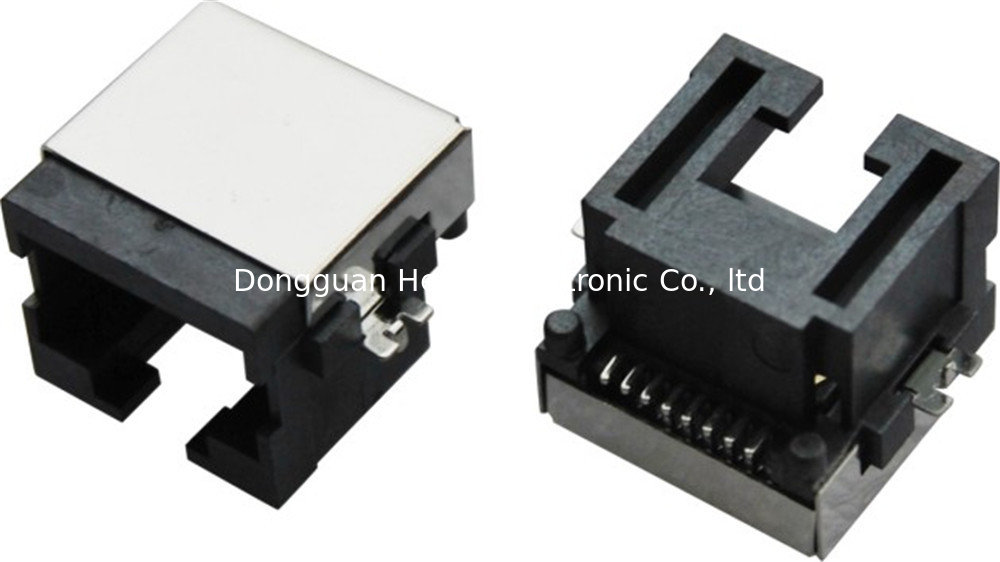 8P8C RJ45 connectors, SMT, half shielded, sinking plate type