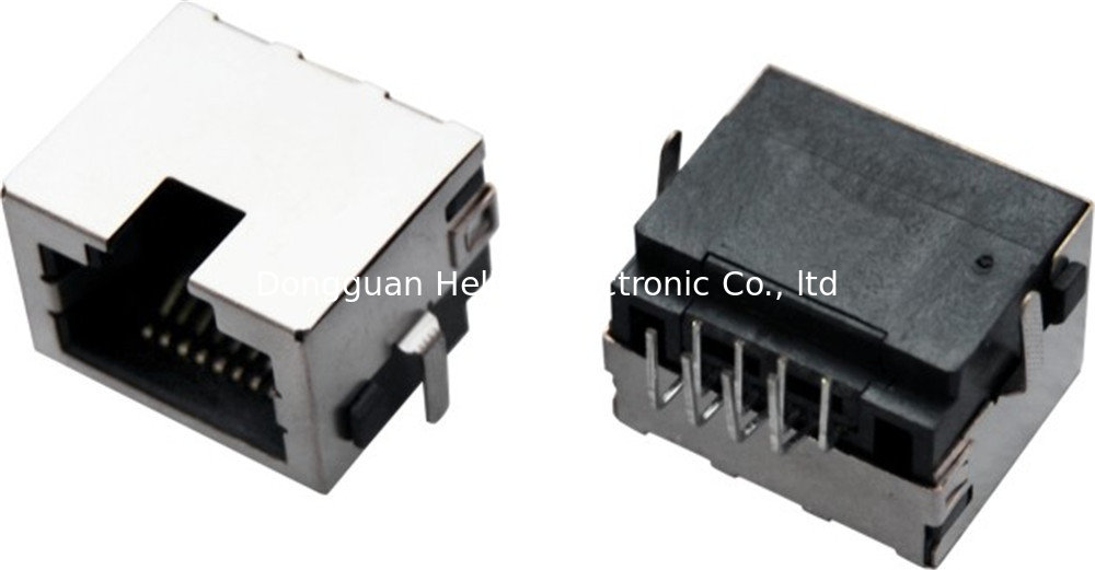 8P8C RJ45 connectors, tab-up, half shielded, sinking plate type