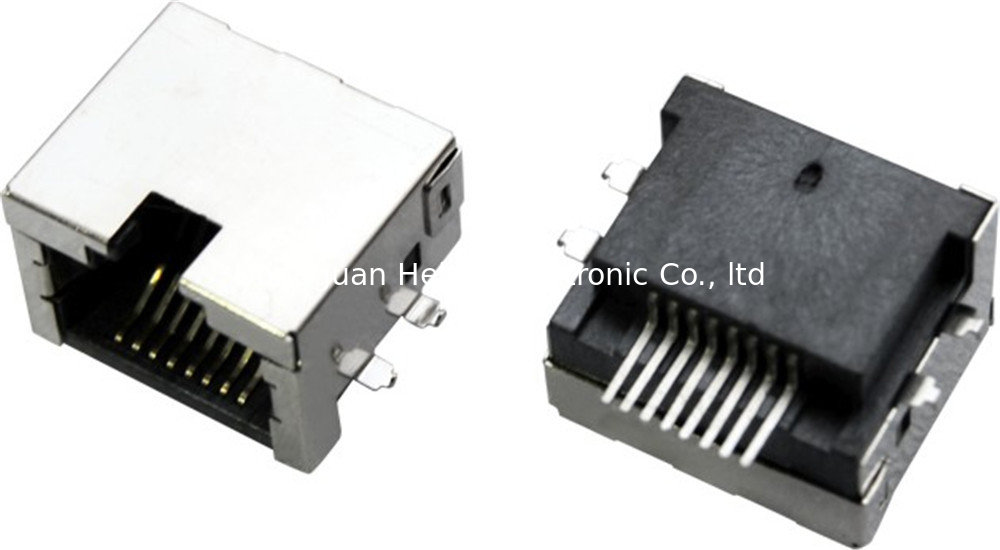 8P8C RJ45 connectors, tab-up, shielded, SMT, sinking plate type