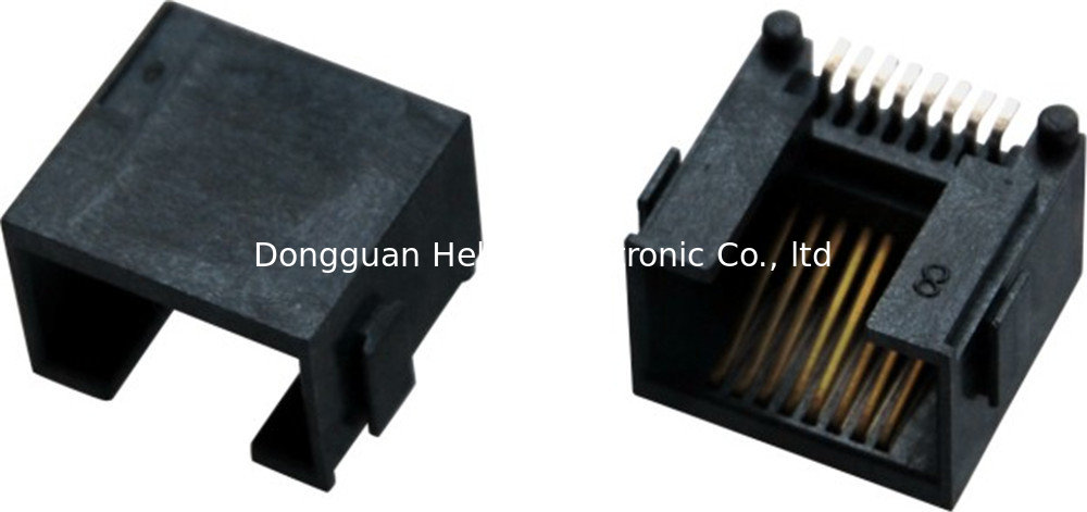 Mini 8P8C RJ45 connectors, tab-down, SMT, sinking plate type