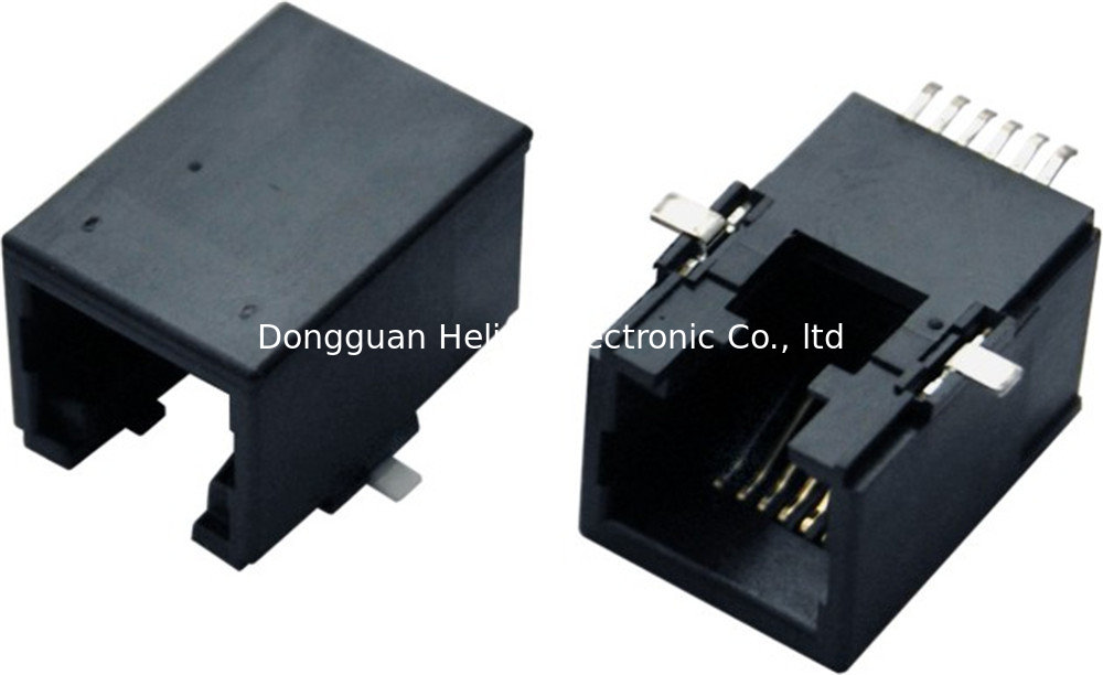 6P6C RJ11 connector, Right angled, tab-down, unshielded SMT Phone Jack