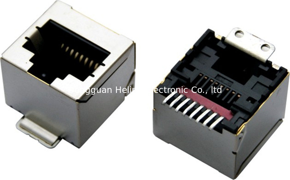 8P8C super low profile Vertical RJ45 Modular Jack connectors, shielded with or without LED, H=12.9mm