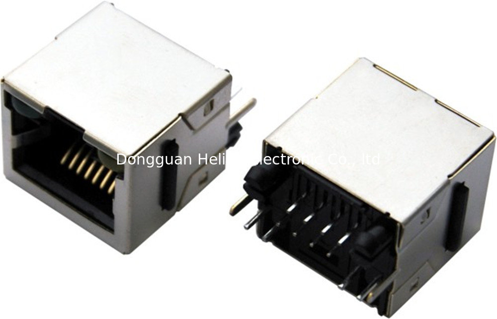 Modualr RJ45 Jacks, vertical, DIP, Shielded, with panel stop, built-in LEDs