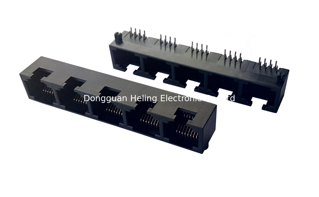 8P8C 1x5 multi port modular Jacks, RA, Tab-up, mini type, low profile