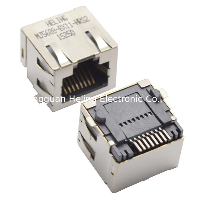 8P8C RJ45 modular Jack, Right angled, SMT, tab-up, Shielded with EMI fingers