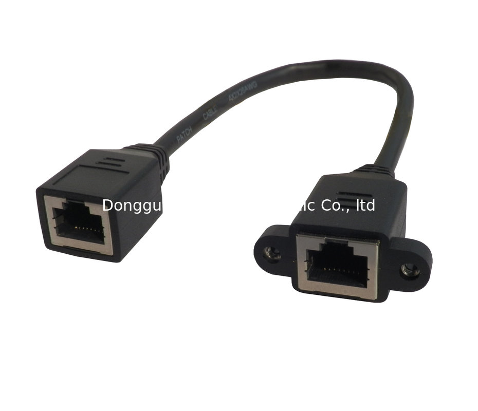 RJ45 Femal to Female Shielded Ethernet LAN Network Extension Cable with Screw Panel Mount